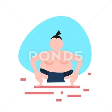 Sumo wrestler sitting pose white background male sport man activity ...