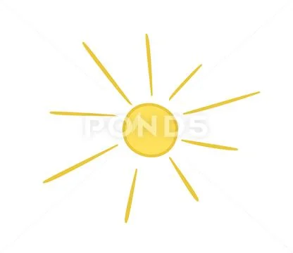 Sun cartoon doodle icon. Vector illustration of a cartoon sun with rays ...