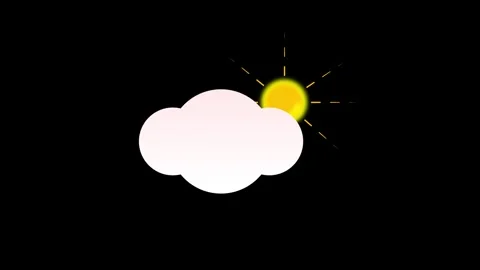 Sun & Cloud Weather Icon Animation on Bl... | Stock Video | Pond5