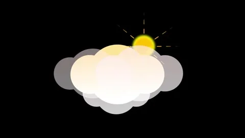 Sun & Cloud Weather Icon Animation on Bl... | Stock Video | Pond5