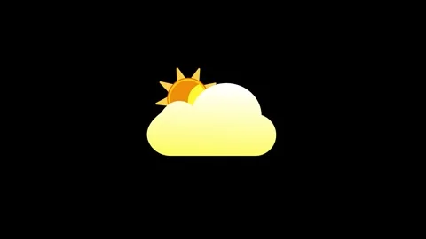 Sun & Cloud Weather Icon Animation on Bl... | Stock Video | Pond5