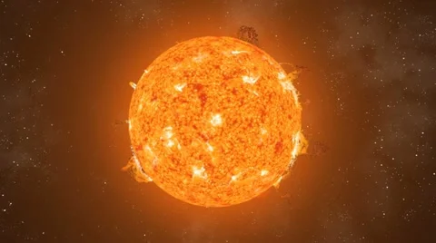 Sun Eruptions Oval Orbiting Loop CGI HD | Stock Video | Pond5