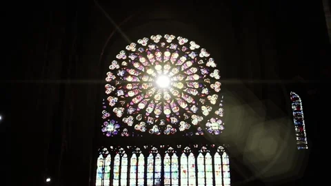 Sun Rays through The Rose Window Of The ... | Stock Video | Pond5