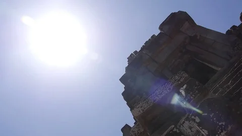 From Sun To Stairs Near Rock Building Ru... | Stock Video | Pond5