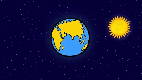 Sun turning around earth globe with no c... | Stock Video | Pond5