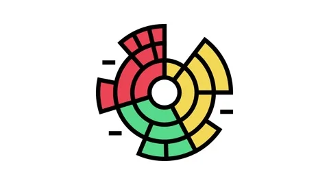 sunburst chart color icon animation | Stock Video | Pond5