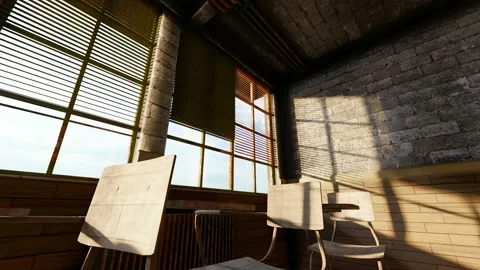 sunlight through old classroom windows | Stock Video | Pond5