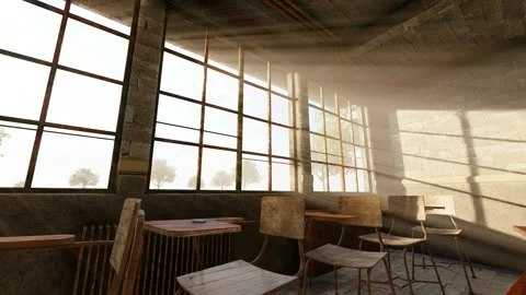 sunlight through old classroom windows | Stock Video | Pond5