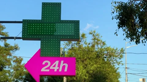 Sunlit 24-Hour Pharmacy: Green Cross Bea... | Stock Video | Pond5
