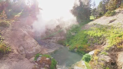 Sunny view of the Dragon's Mouth Spring ... | Stock Video | Pond5