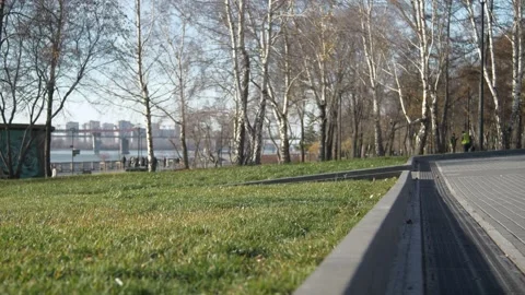sunny weather, embankment, paving slabs,... | Stock Video | Pond5