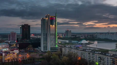 sunrise city center roof top river bay p... | Stock Video | Pond5