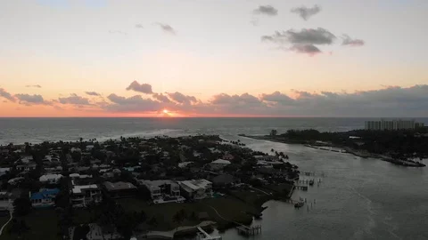 Sunrise view of Ocean and Jupiter Inlet ... | Stock Video | Pond5