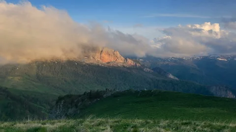 Sunset on the Aceshbok Mountain, Republi... | Stock Video | Pond5