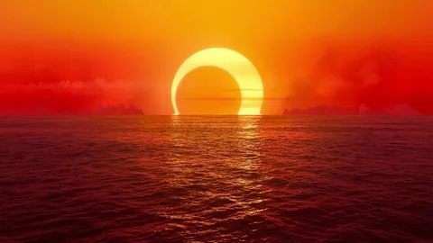 Sunset and solar eclipse over seamlessly... | Stock Video | Pond5