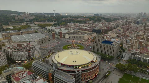 sunset barcelona traffic circle street s... | Stock Video | Pond5