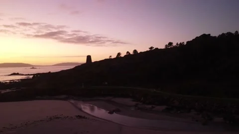 Sunset in beach of O Pindo, village of C... | Stock Video | Pond5