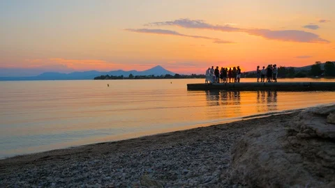 Sunset beach party. Sunset background wi... | Stock Video | Pond5