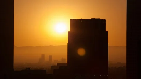 Sunset in the City Telephoto TimeLapse 4... | Stock Video | Pond5