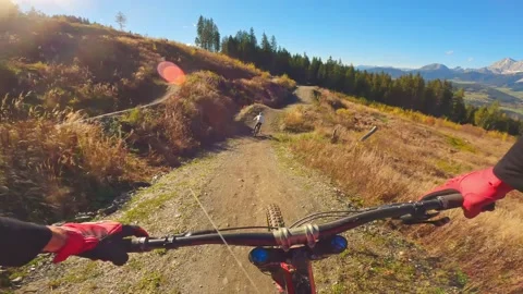 sunset first-person POV mountain bike ju... | Stock Video | Pond5