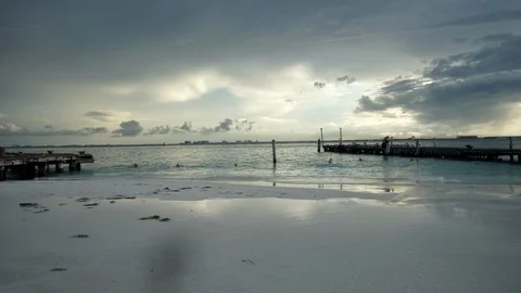 Sunset on the north beach with a luxury ... | Stock Video | Pond5