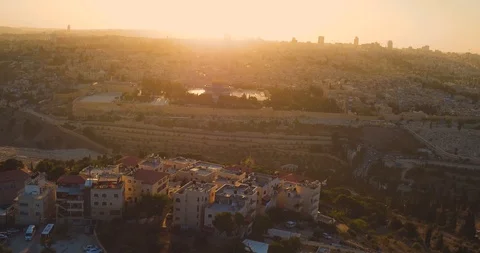 sunset over holy city Jerusalem with the... | Stock Video | Pond5