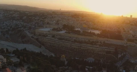 sunset over holy city Jerusalem with the... | Stock Video | Pond5