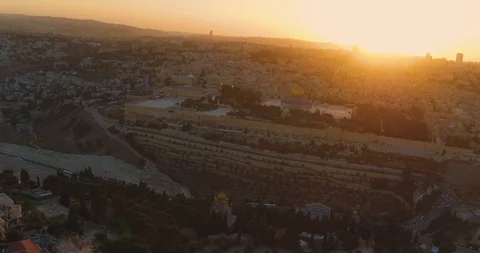 sunset over holy city Jerusalem with the... | Stock Video | Pond5