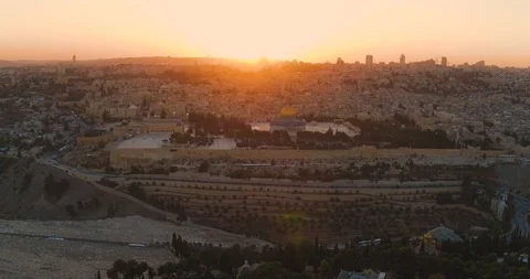 sunset over holy city Jerusalem with the... | Stock Video | Pond5