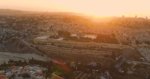 sunset over holy city Jerusalem with the... | Stock Video | Pond5