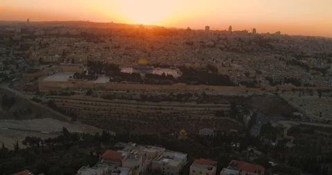 sunset over holy city Jerusalem with the... | Stock Video | Pond5