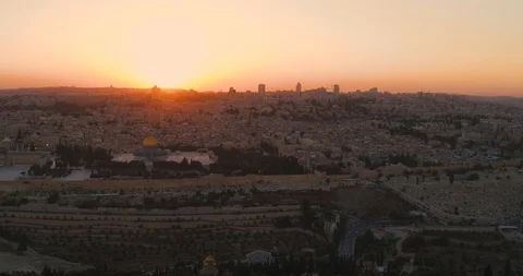 sunset over holy city Jerusalem with the... | Stock Video | Pond5