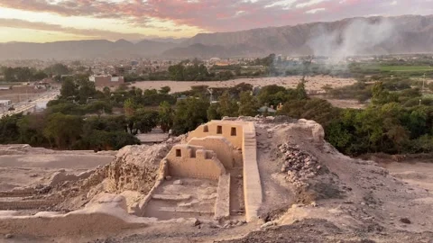 Sunset over the Incas ruins Los Paredone... | Stock Video | Pond5