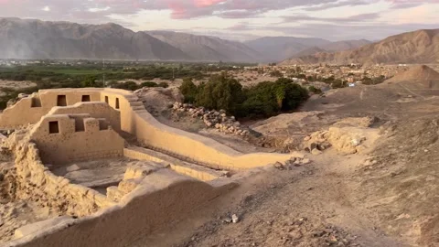 Sunset over the Incas ruins Los Paredone... | Stock Video | Pond5