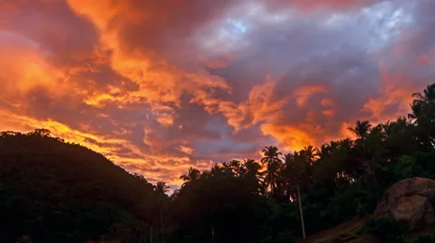 Sunset over jungle mountains on the back... | Stock Video | Pond5