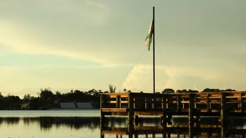 Sunset over the lake at Sugden Regional ... | Stock Video | Pond5