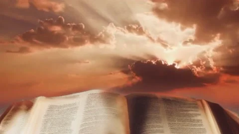 Sunset over open Bible looping backgroun... | Stock Video | Pond5