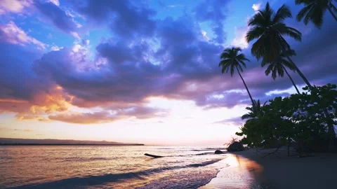 Sunset on Philippine Beach. A large sun ... | Stock Video | Pond5