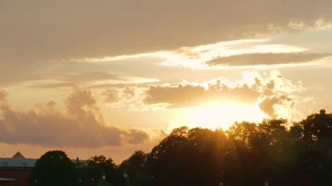 sunset sky over trees clouds evening for... | Stock Video | Pond5