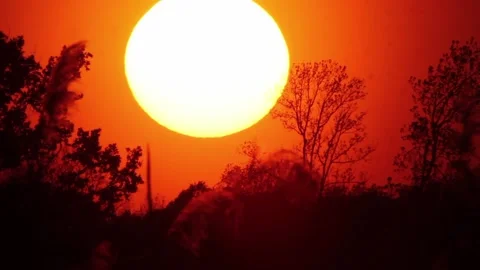 Sunset timelapse with a huge Sun above t... | Stock Video | Pond5