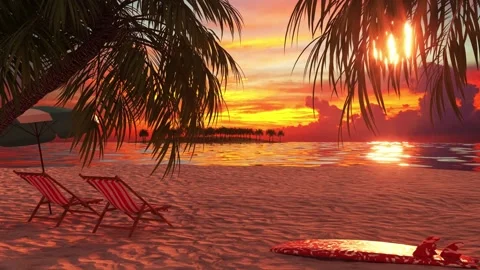 Sunset at the Tropical Sand Beach - Loop... | Stock Video | Pond5