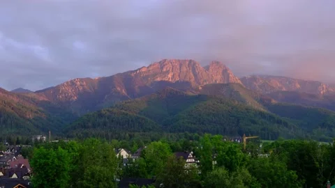 Sunset view of the famous Giewont Peak i... | Stock Video | Pond5