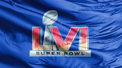 Super Bowl LVI logo on a looping flag on... | Stock Video | Pond5