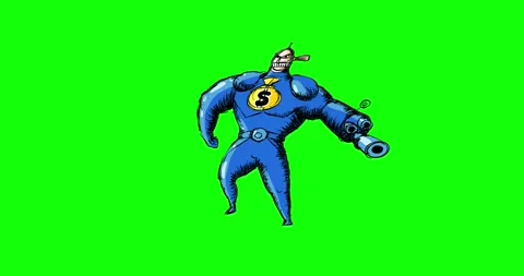 Super dollar blue hero green screen anim... | Stock Video | Pond5