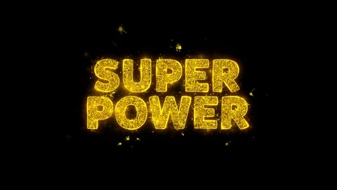 Super Power Text Sparks Particles on Bla... | Stock Video | Pond5