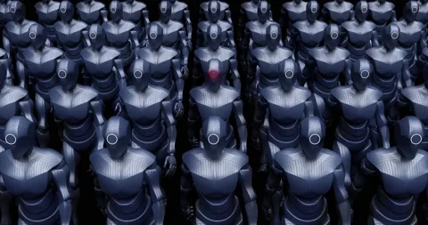 Super Powerful Cyborg Robot Army Slowly ... | Stock Video | Pond5