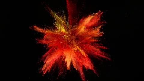 Super slow motion of coloured powder exp... | Stock Video | Pond5