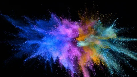 Super slow motion of coloured powder exp... | Stock Video | Pond5
