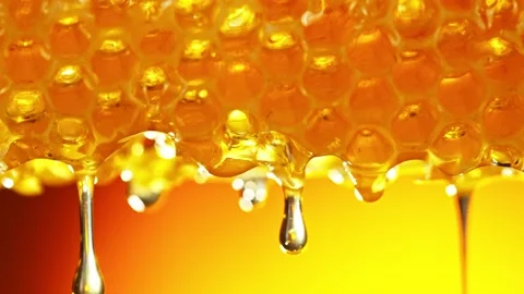 Super slow motion of dripping honey from... | Stock Video | Pond5