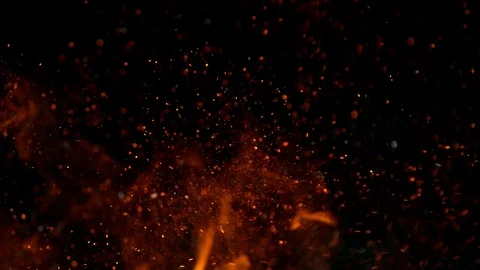 Super slow motion of fire sparks isolate... | Stock Video | Pond5